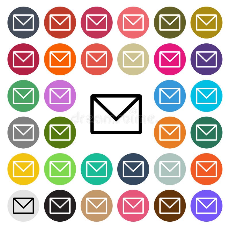 Vector Modern Email Flat Design Icon Set in Button Stock Vector ...