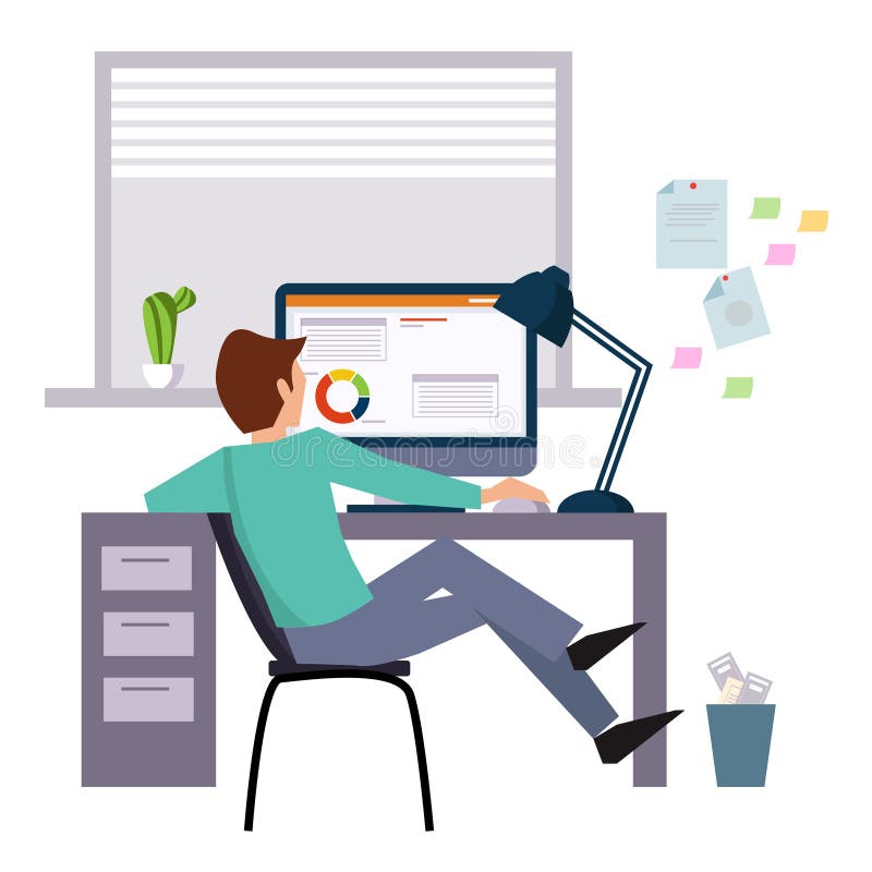 Vector Modern Flat Character Design on Businessman at Work Stock Vector ...