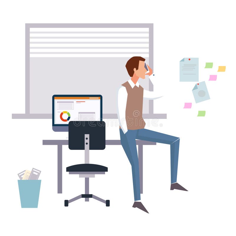 Vector Modern Flat Character Design on Businessman at Work Stock Vector ...