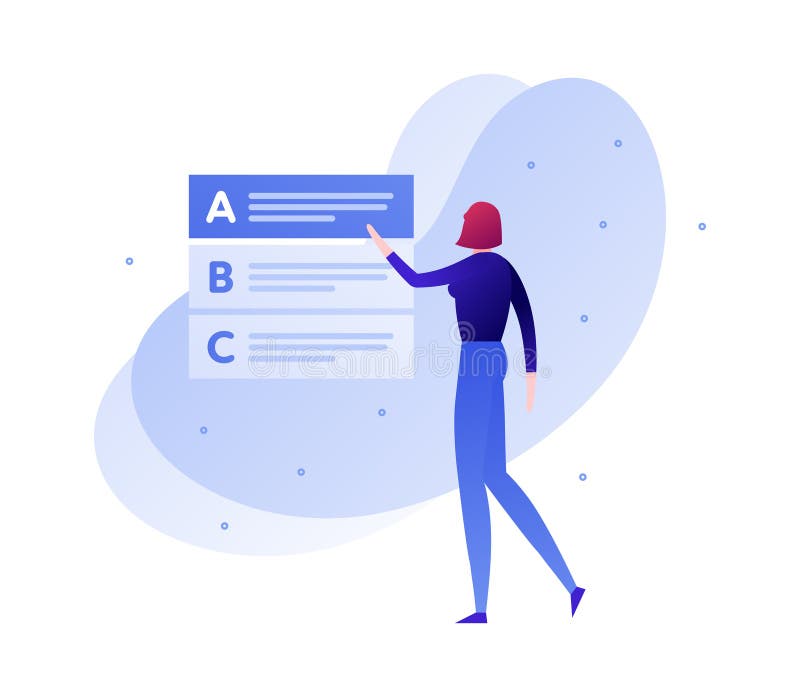 Vector Modern Flat Education Exam Illustration. Woman Character Select ...