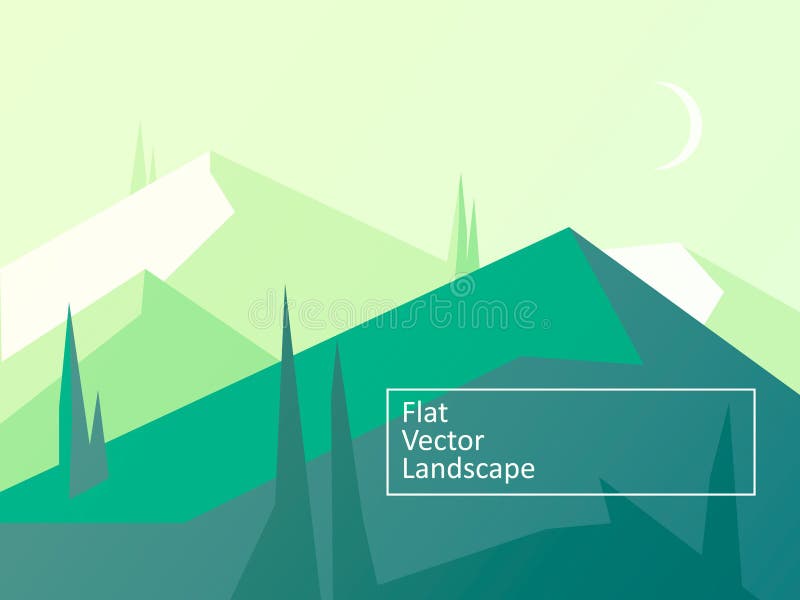 Vector Modern Flat Landscape with the Mountains. Vector Illustration ...
