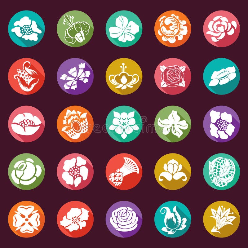 25 Vector Modern Flowers Icons - Sets Stock Illustration - Illustration ...