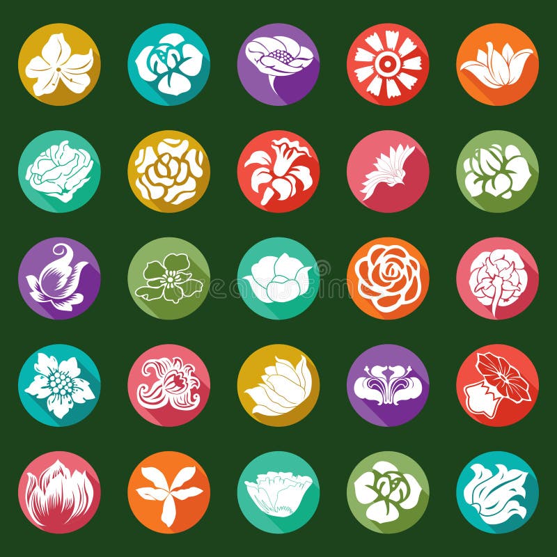25 Vector Modern Flowers Icons - Sets Stock Vector - Illustration of ...
