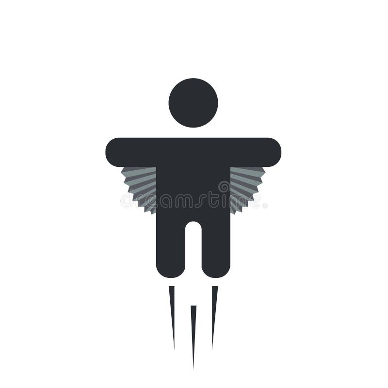 Vector Modern Flying Man Icon on White Stock Vector - Illustration of ...