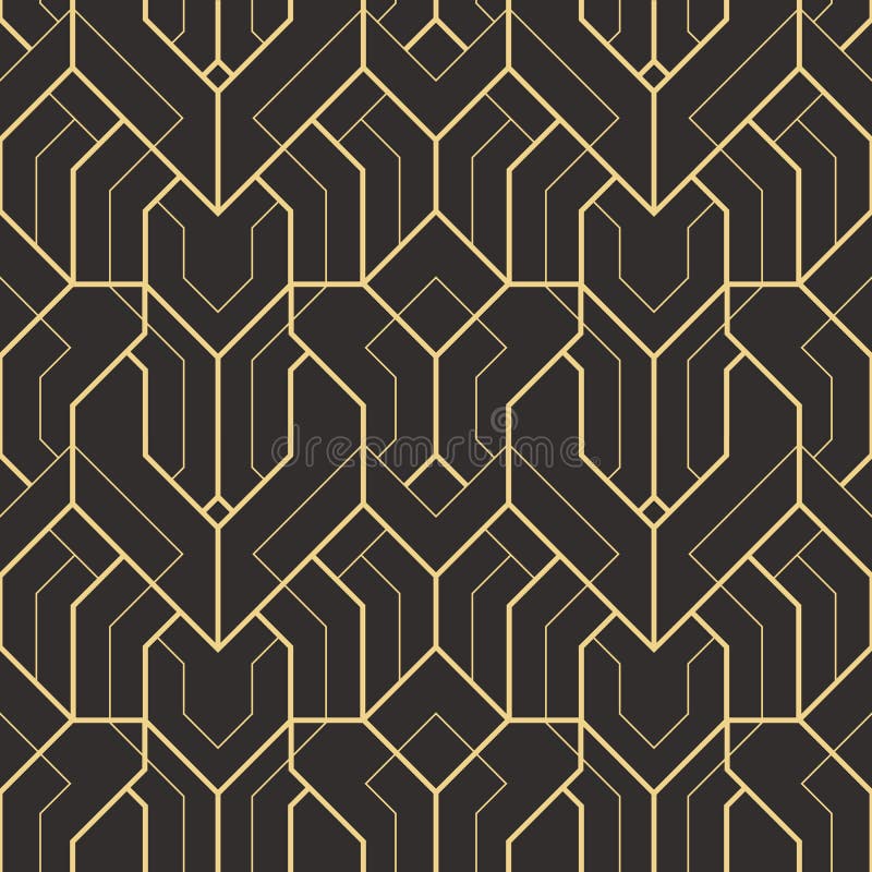 Golden Lined Shape. Abstract Art Deco Seamless Luxury Background Stock ...