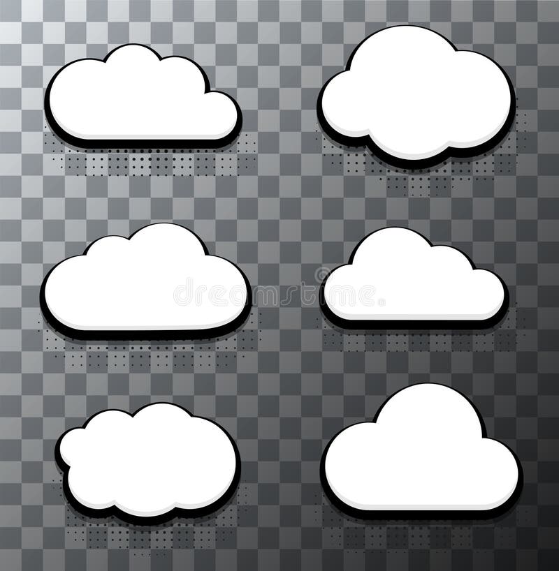 Vector Modern Halftone Cloud Icons Set Stock Vector - Illustration of ...