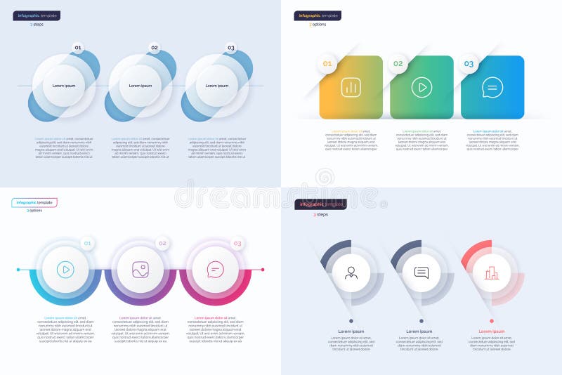 Vector Modern Infographic Templates Composed of 3 Shapes Stock Vector ...