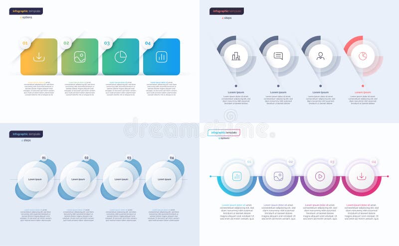 Vector Modern Infographic Templates Composed of 4 Shapes Stock Vector ...