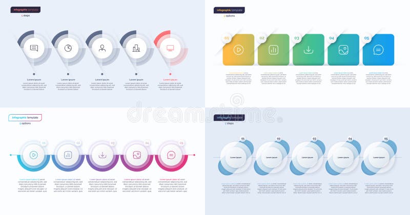 Vector Modern Infographic Templates Composed of 5 Shapes Stock Vector ...
