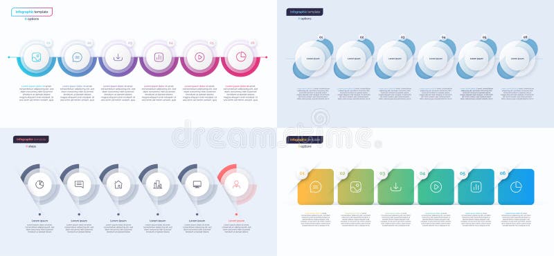 Vector Modern Infographic Templates Composed of 6 Shapes Stock Vector ...