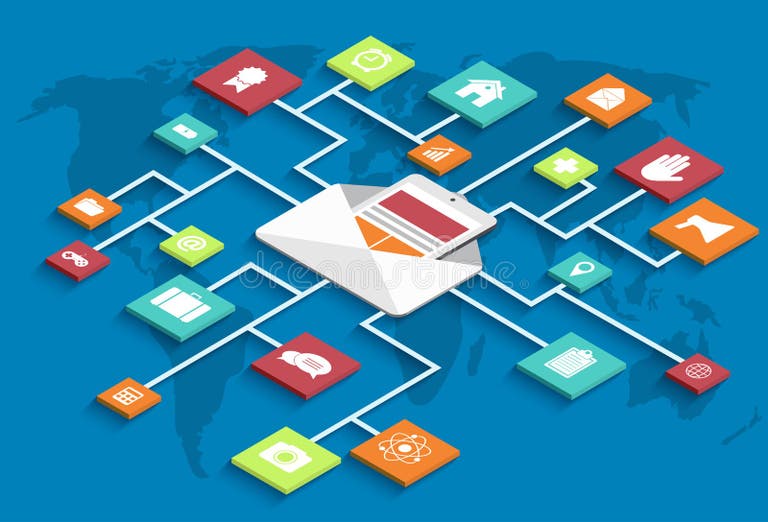 Vector Modern Isometric Email Marketing Background Stock Vector ...