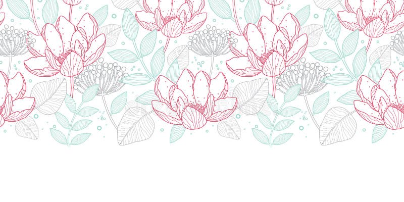 Vector Modern Line Art Florals Horizontal Border Stock Vector ...