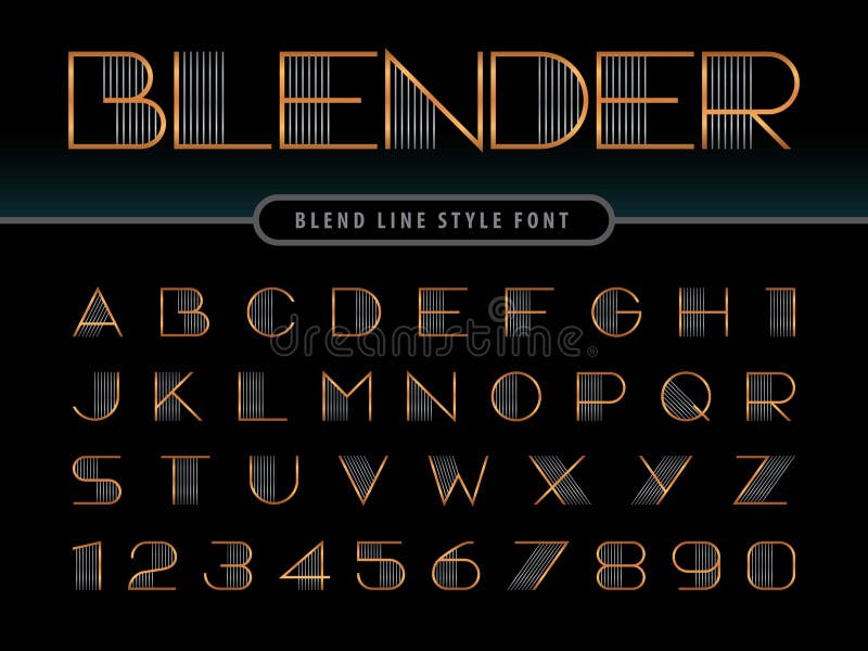 Vector Of Modern Alphabet Letters And Numbers Parallel Lines Stylized