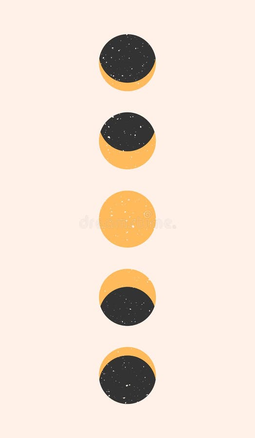 Vector Modern Moon Minimal Art Background. Moon Cycle Minimalist Design ...