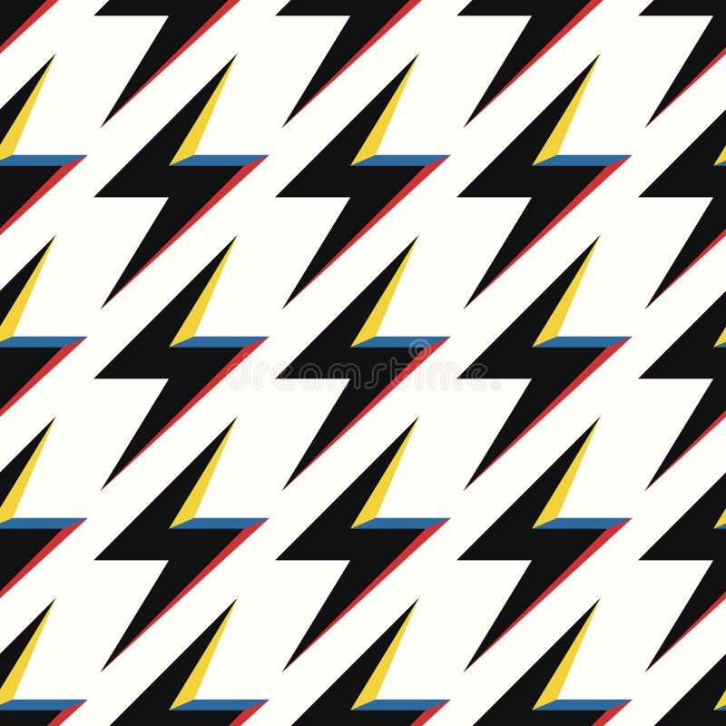 Thunderbolt Seamless Pattern on a White Background. Lightning Bolt ...