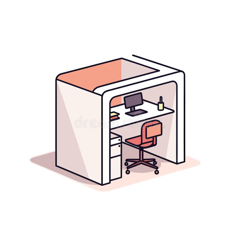 Vector of a Modern Office Cubicle with a Desk and Chair in a Minimalist ...