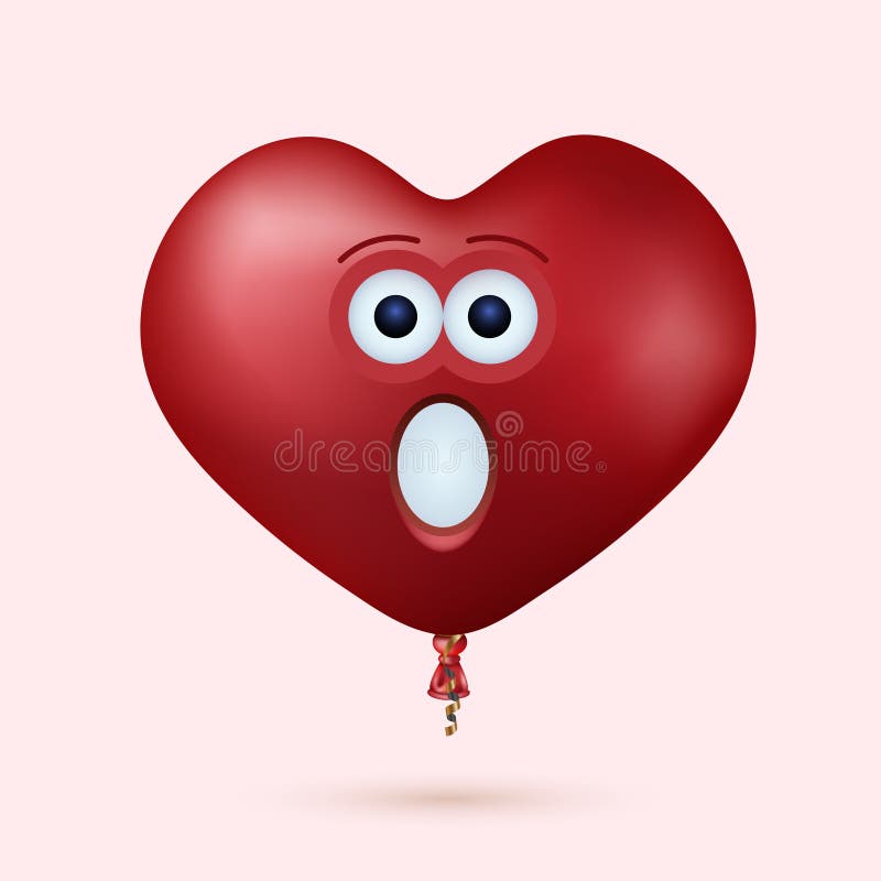 Vector Modern Red Heart Balloon Face with Ribbon Stock Vector ...