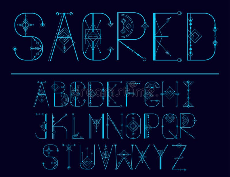 Vector Modern Sacred Alphabet Stock Illustration - Illustration of eyes ...