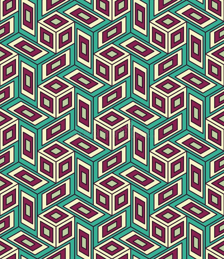 Vector Modern Seamless Colorful Geometry Cube Pattern, Color Abstract ...