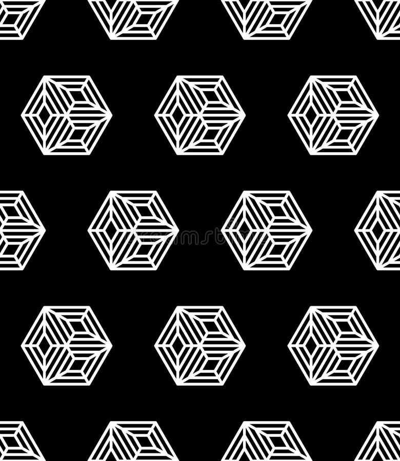 Vector Modern Seamless Sacred Geometry Pattern, Black and White Abstract Stock Vector ...