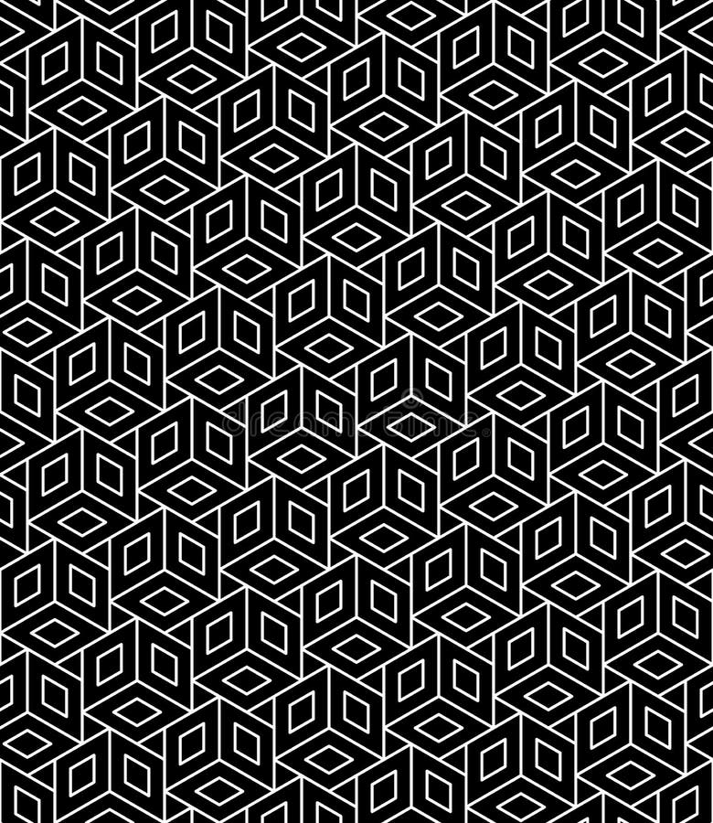 Vector Modern Seamless Geometry Pattern Cubes Black And White Abstract