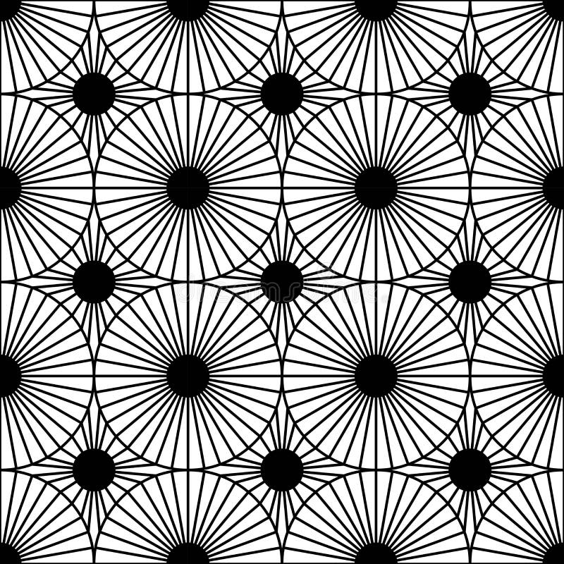 Vector Modern Seamless Sacred Geometry Pattern Circles, Black and White ...