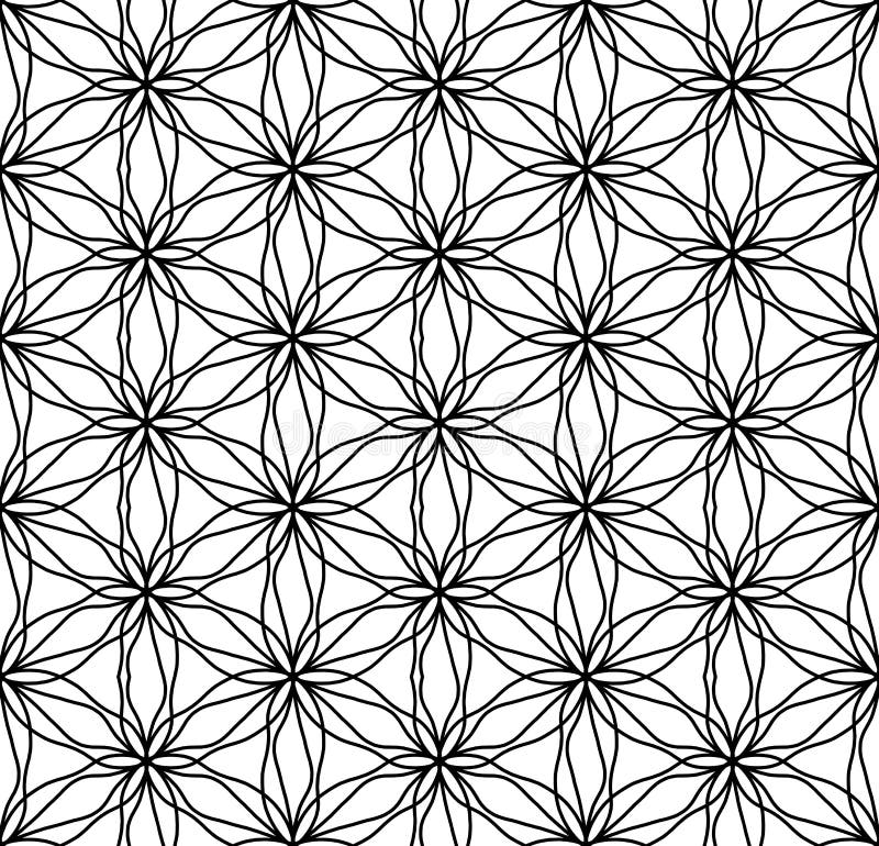 Vector Modern Seamless Sacred Geometry Pattern Flower of Life, Black ...