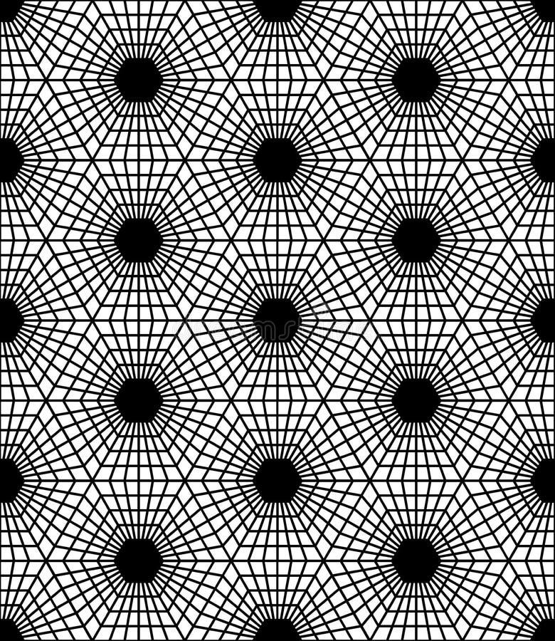 Vector Modern Seamless Sacred Geometry Pattern Hexagon, Black and White ... Vector Modern Seamless Sacred Geometry Pattern Hexagon, Black and White ...