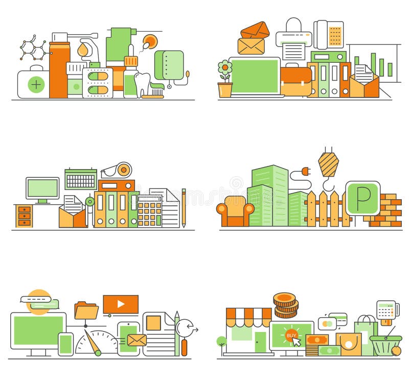 Vector Modern Set of Creative Flat Backgrounds Stock Vector ...