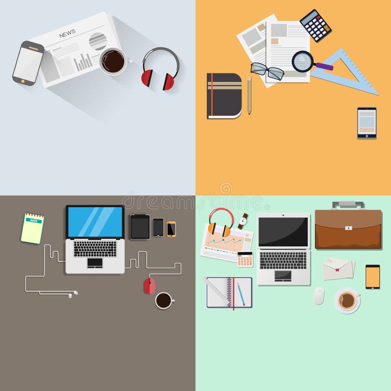 Desk Top View Flat Design Stock Illustrations – 8,146 Desk Top View ...