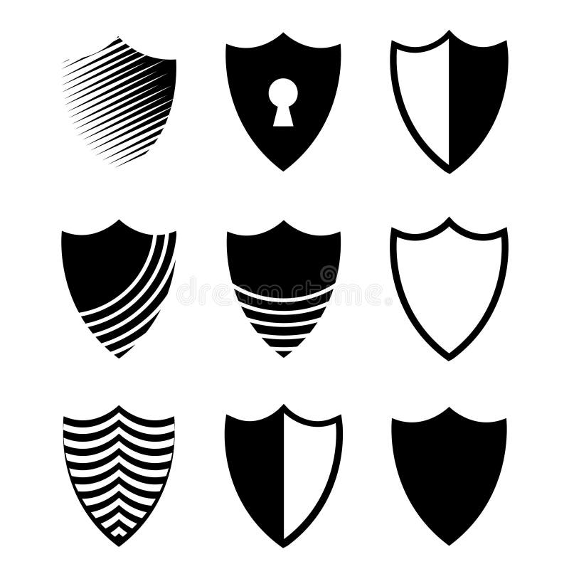 Vector Modern Shields Icons Set On White Stock Vector Illustration Of