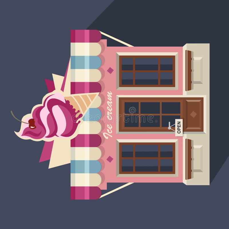 Vector Modern Shop, Detailed Facade Background in Flat Style Stock ...