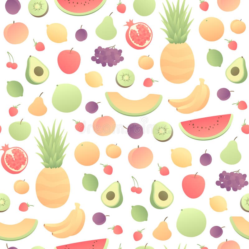 Vector Modern Simple Fruit Seamless Pattern. Irregular Composition of ...