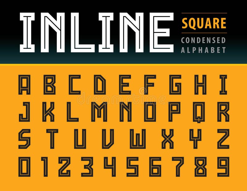 Vector Of Modern Alphabet Letters And Numbers Parallel Lines Stylized