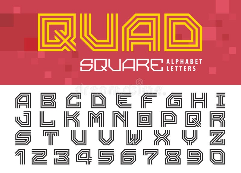 Vector Of Modern Alphabet Letters And Numbers Parallel Lines Stylized