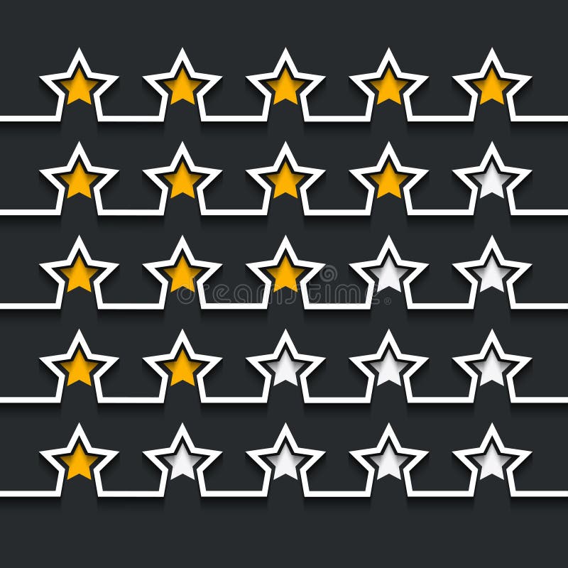 Vector Modern Stars Rating Set on Black Stock Vector - Illustration of ...