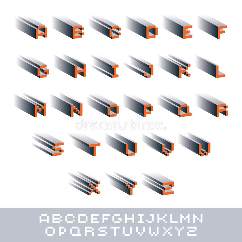 Vector Modern Tech Alphabet Letters Set. Geometric Pixilated Stock ...