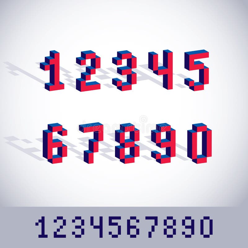 Cybernetic 3d Numbers, Letters and Punctuation Marks, Pixel Art Stock ... Cybernetic 3d Numbers, Letters and Punctuation Marks, Pixel Art Stock ...