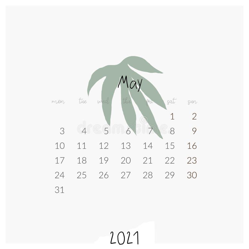 Vector Modern Template Printable 2021 Calendar Page Separate Month ...