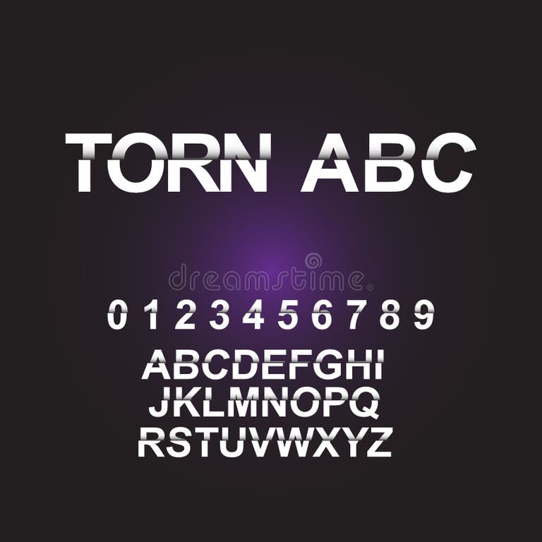 Vector of Modern Torn Font and Alphabet. Stock Vector - Illustration of ...