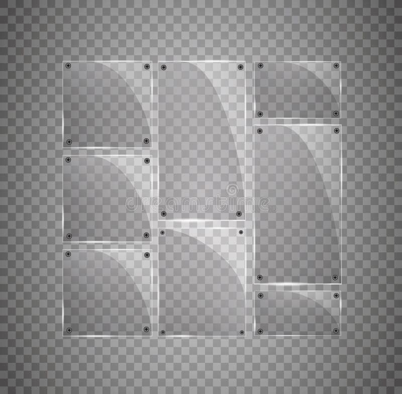 Vector Modern Transparent Glass Plates Set on Transparent Background ...