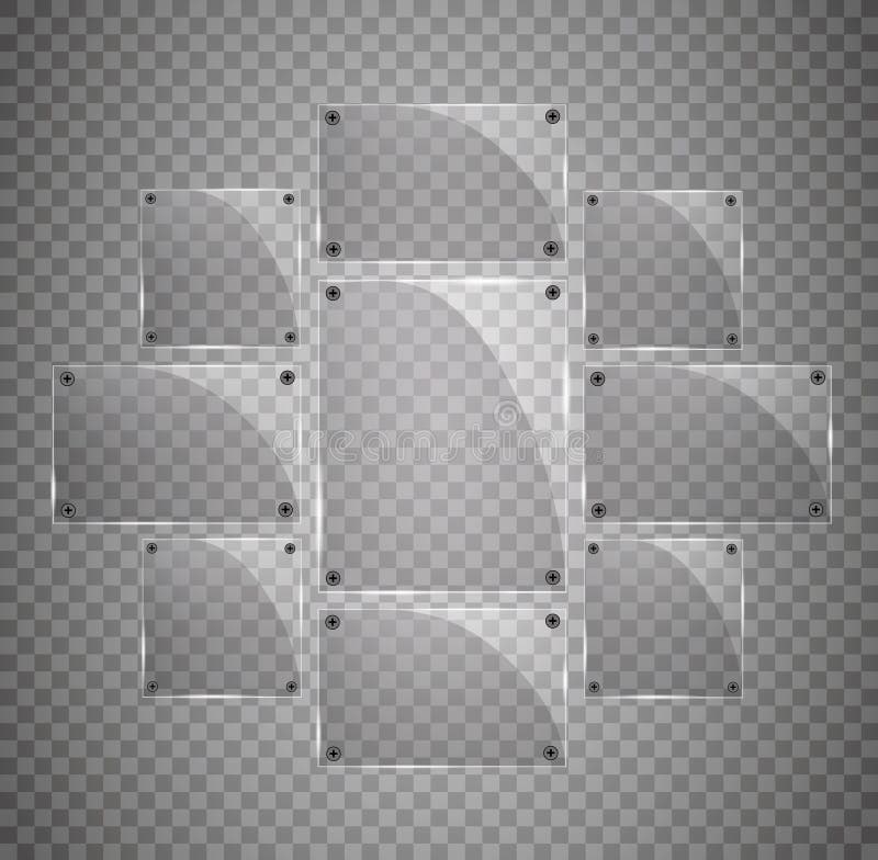 Vector Modern Transparent Glass Plates Set on Transparent Background ...