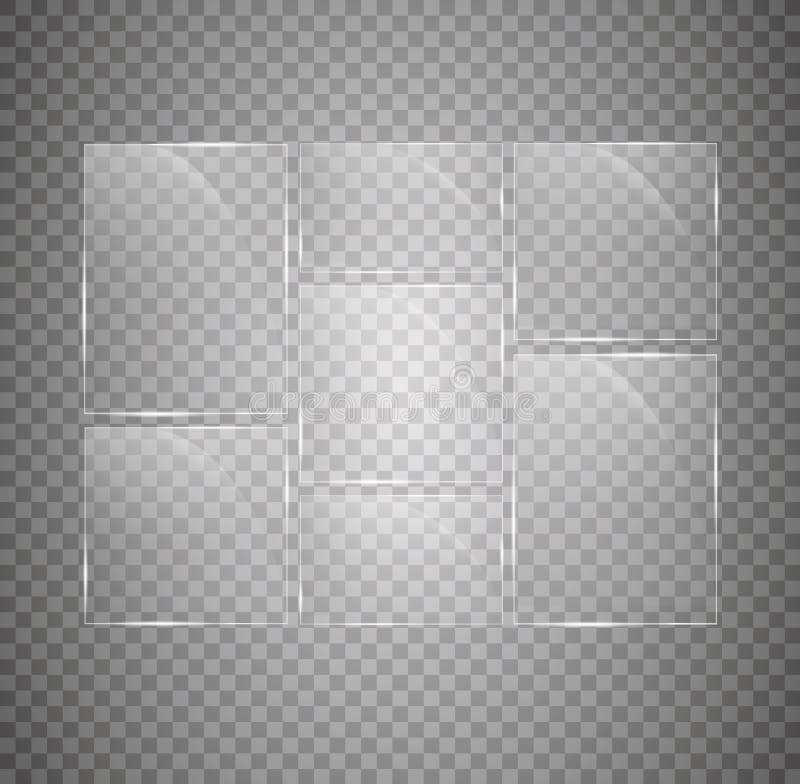 Vector Modern Transparent Glass Plates Set on Transparent Background ...