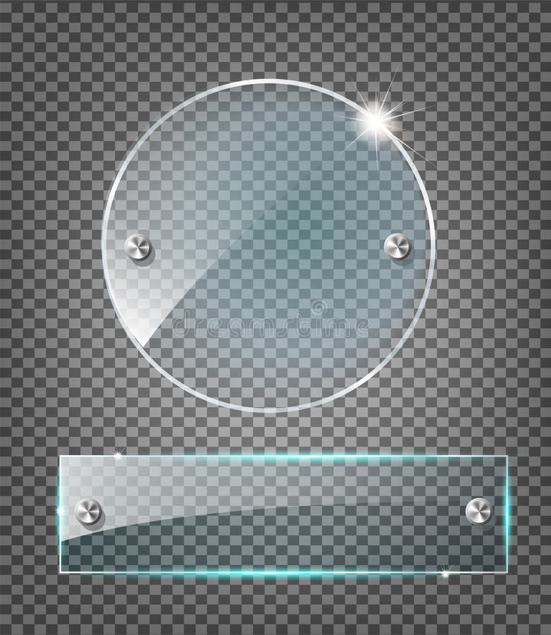 Vector Modern Transparent Glass Plates Set on Sample Background. Stock ...
