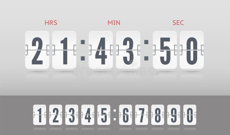 Vector Modern Ui Old Countdown Timer. White Scoreboard Number Font ...