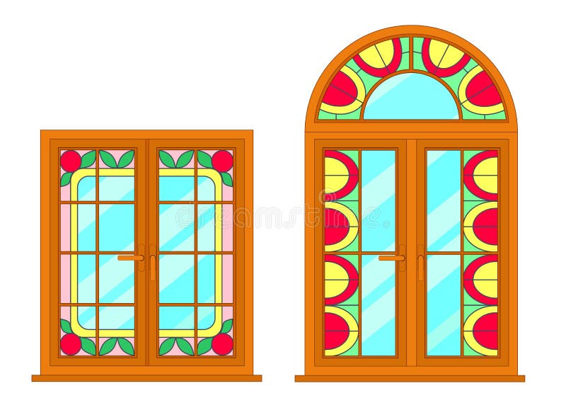 Vector Modern Windows with Stained Glass Motif. Stock Vector ...