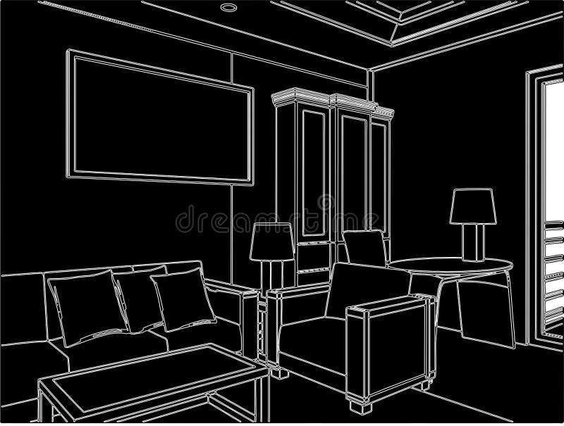 Vector Moderno 05 De La Sala De Estar Ilustración del Vector ...