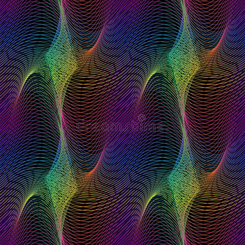 Vector Moire Seamless Pattern of Thin White Lines. Abstract Black White ...