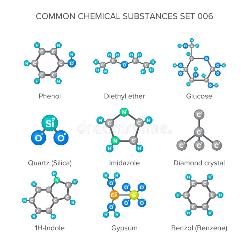 Molecular Structures of Common Chemical Substances Stock Vector ...