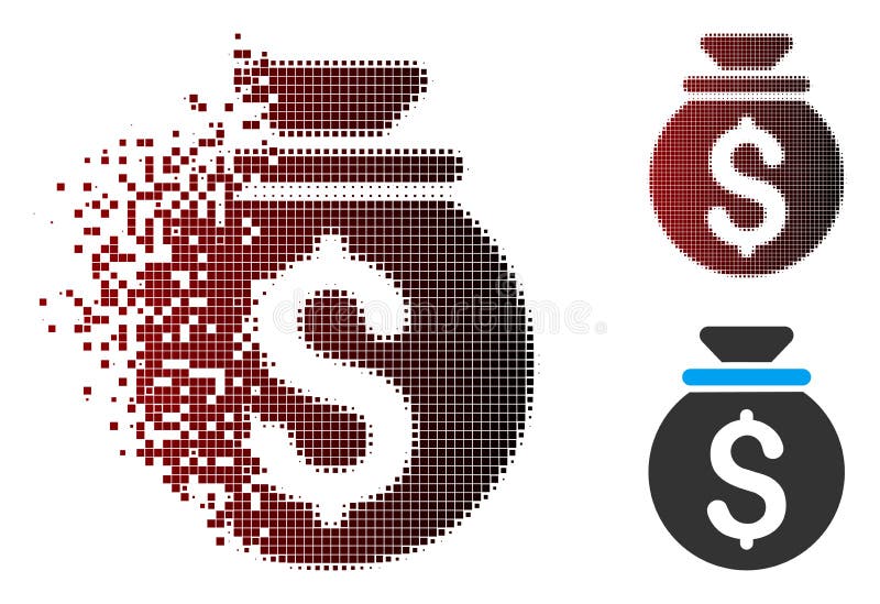 Money Bag Damaged Pixel Halftone Icon Stock Vector - Illustration of ...